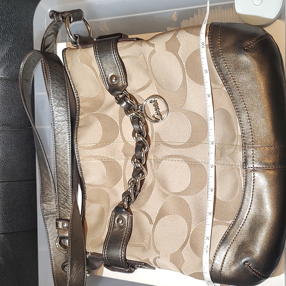 Coach Logo Fabric Shoulder Bag Tan - Gem